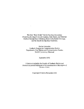 Thesis | The new "role model" for the hip-hop generation : dissecting ...