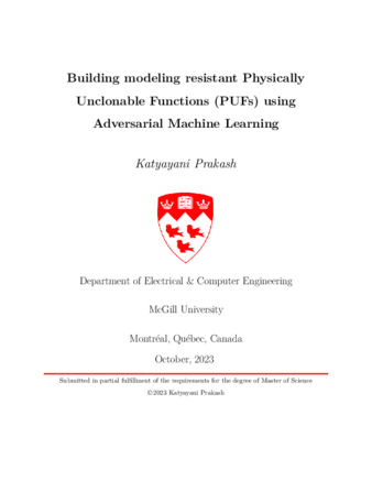 Thesis | Building modeling resistant Physically Unclonable Functions ...