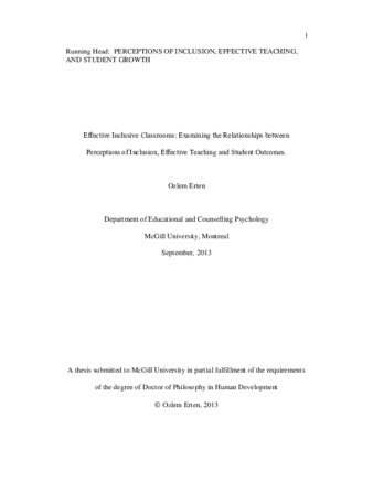 Thesis | Effective inclusive classrooms: examining the relationship ...